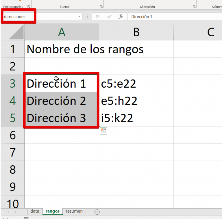 2. Manejo de nombres de celdas y rangos - INSADISA